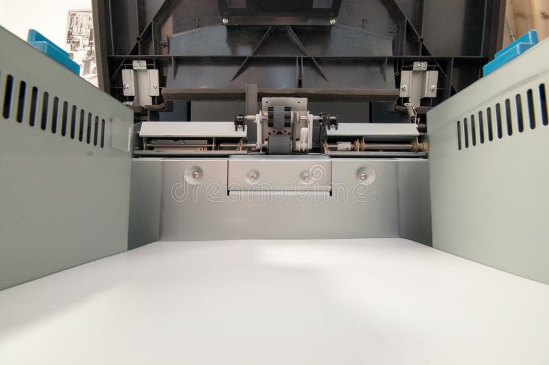 The Inside of a Paper Tray in a Large Industrial Printer. Stock Photo ...