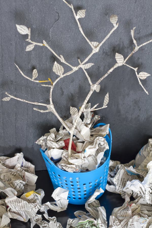 Paper Tree in Recycle Trash Can Stock Photo - Image of creative, life ...