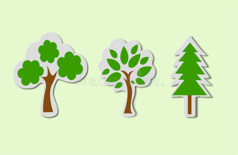 Paper Tree Set Vector for Christmas Decorations. Stock Vector ...