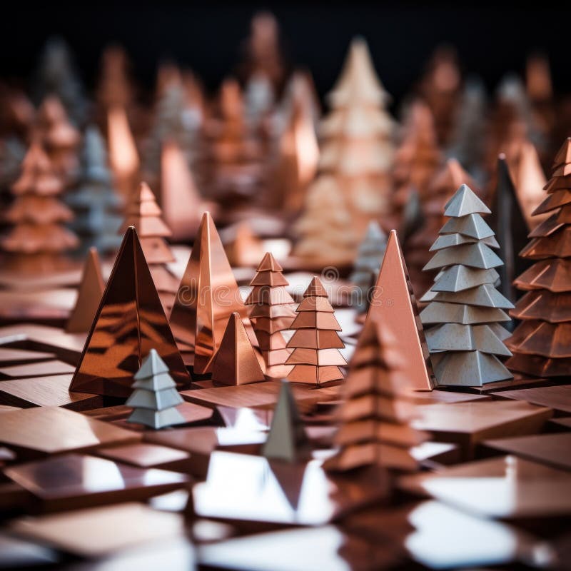 Paper Trees and Other Paper Objects in a Forest, AI Stock Illustration ...