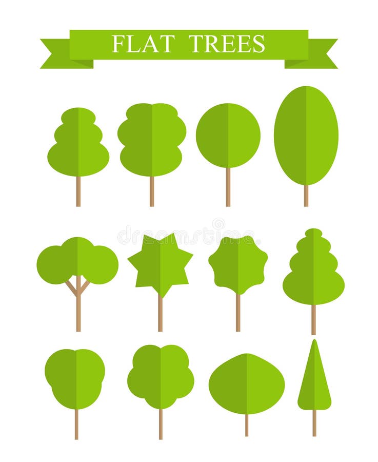 Paper Trendy Flat Trees Set Vector Illustration Stock Vector ...
