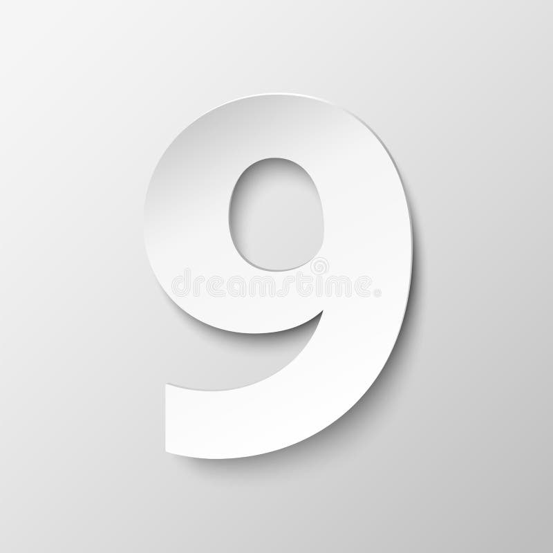 Paper vector number nine stock vector. Illustration of letter - 125984478