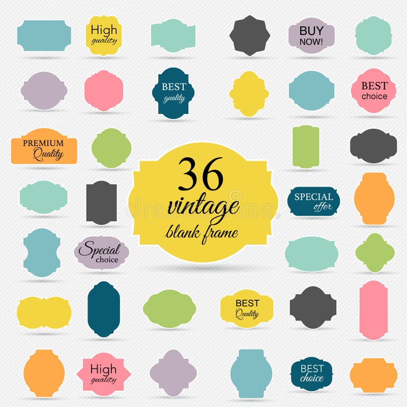 Paper Vintage Texture Collection Blank Frames and Label Set. Vector ...