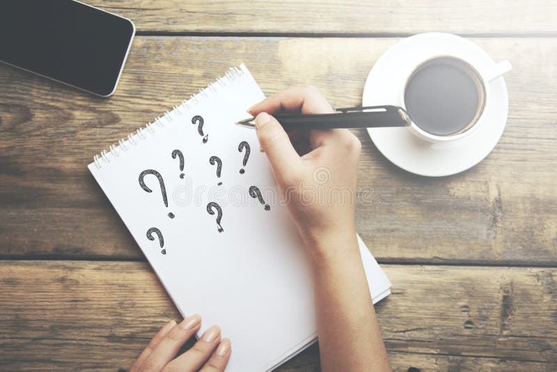 Question mark on notebook stock image. Image of idea - 135667197