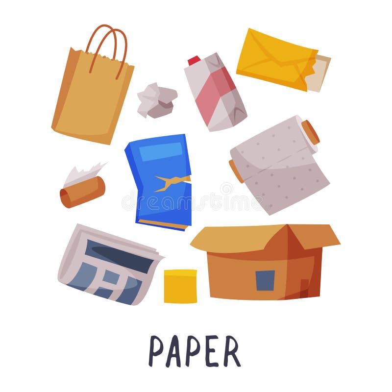 Paper Waste Sorting, Segregation and Separation of Garbage Vector ...