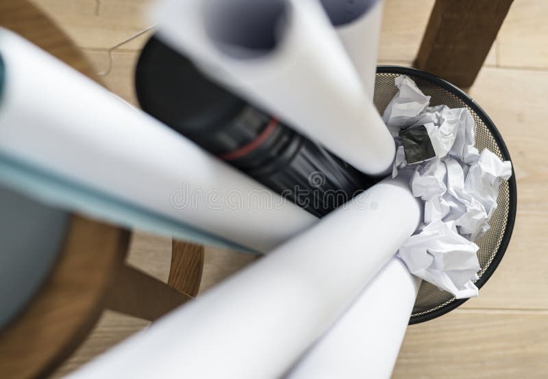 Paper waste in trash bin stock photo. Image of bucket - 109708768