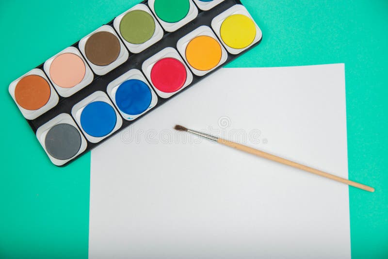 Paper, Watercolors, Paint Brush Minimalism, Copy Space for Text Stock ...