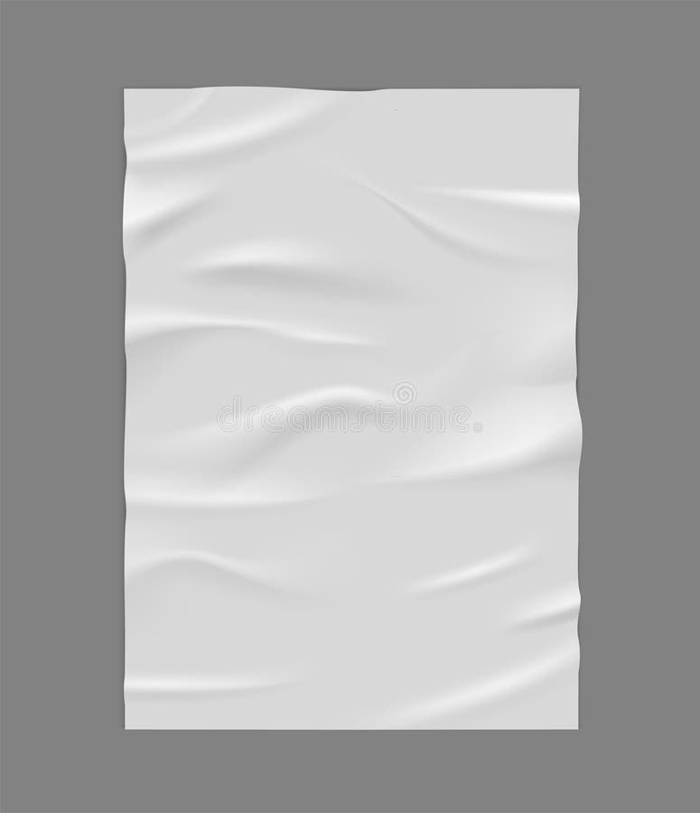 Paper Wave Wrinkled Poster, Vector Realistic Glued Creased Rectangle ...
