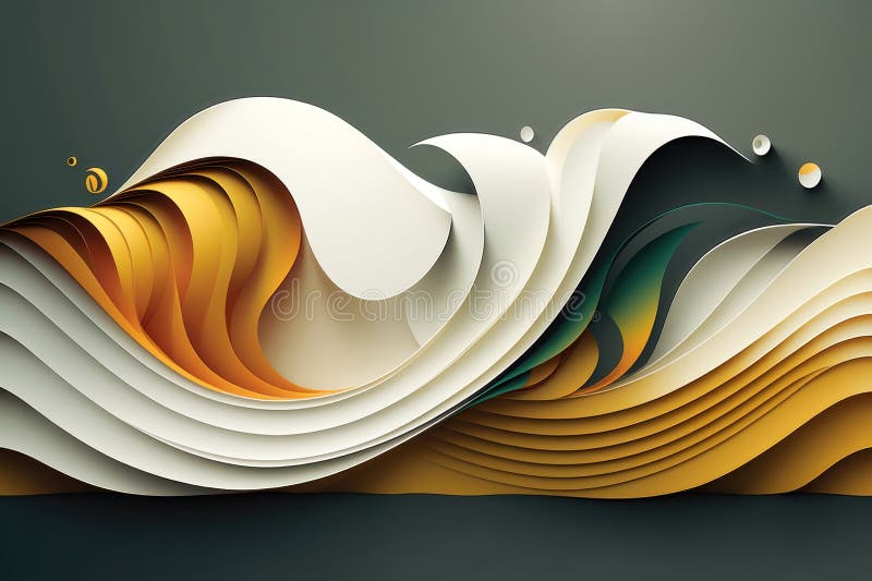 Paper Waves Abstract Banner Design. AI Generation Stock Illustration ...