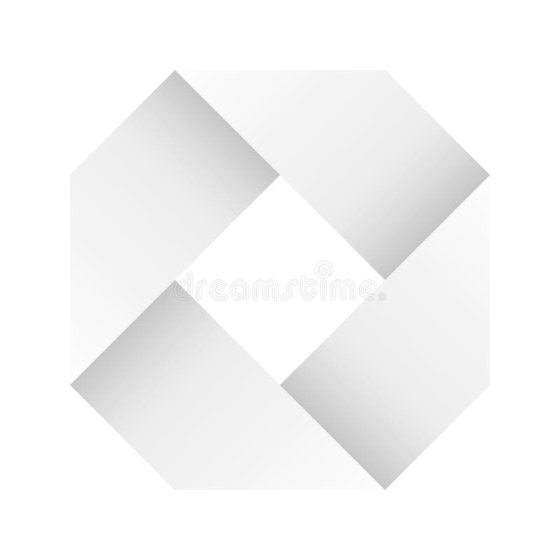 Paper White Infinite Ribbon Loop Folded in a Shape of Rhombus. 3D-like ...