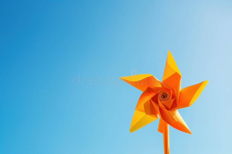 Paper Windmill on Blue Sky Background. Generative AI Stock Photo ...