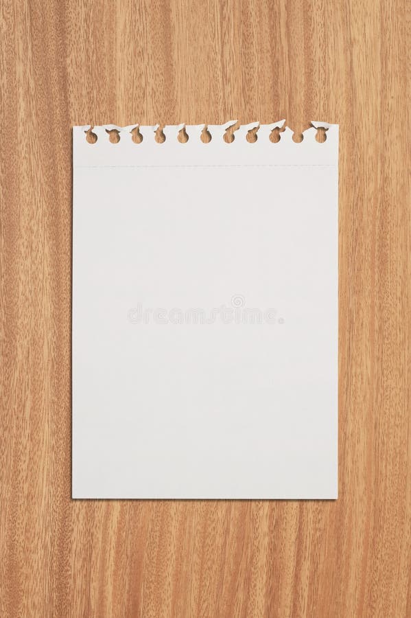 Paper on Wood Table for Text and Background Stock Photo - Image of page ...