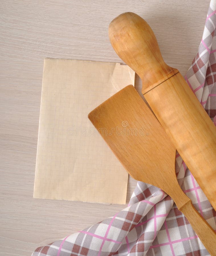 Paper and Wooden Utensils for the Kitchen Stock Photo - Image of page ...