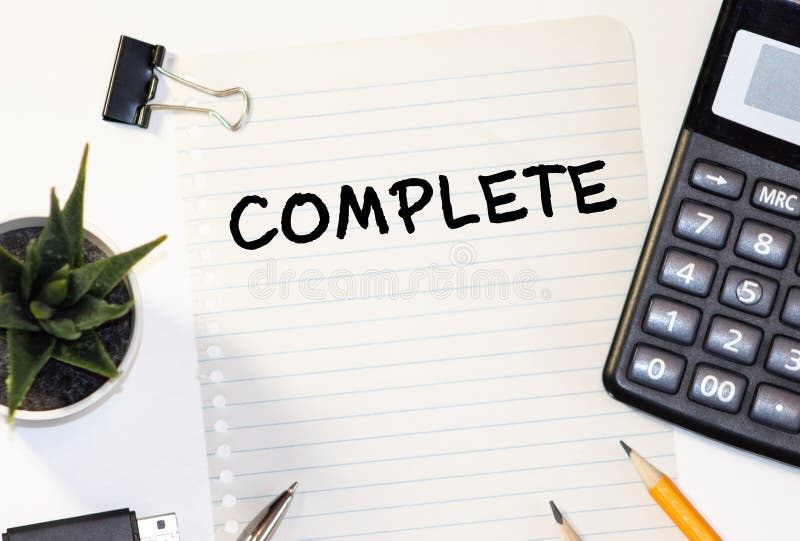 Paper with word complete stock photo. Image of complete - 199074092