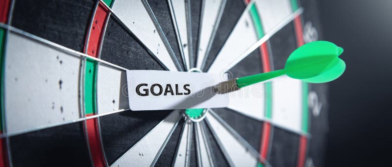 Paper with Word Goals on Dartboard Stock Photo - Image of motivation ...