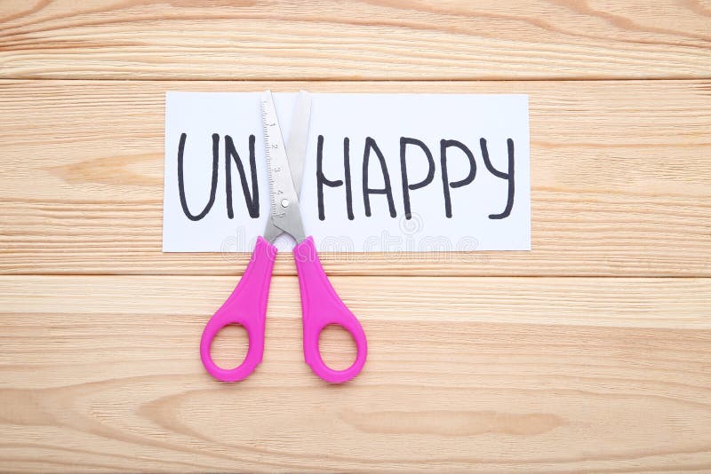 Word Unhappy Transformed into Happy. Motivation Stock Photo - Image of ...