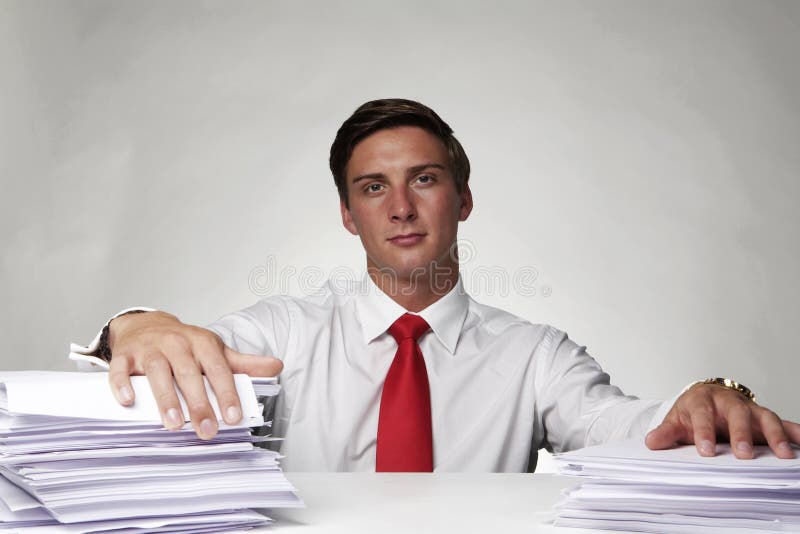 Businessman Loaded with Work Stock Image - Image of expressions ...
