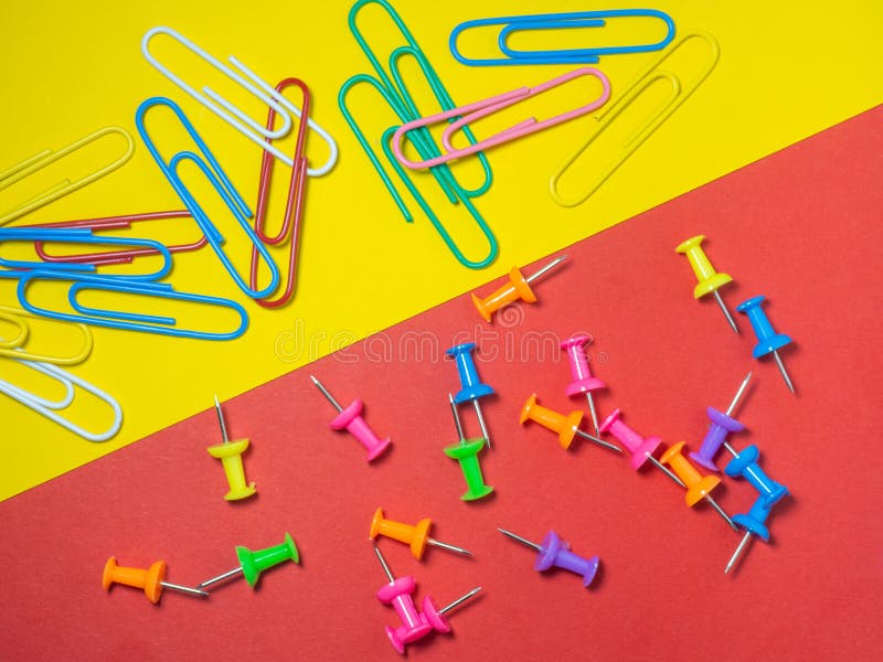 Paper Work. Colored Paper Clips. Work with Documents Stock Photo ...
