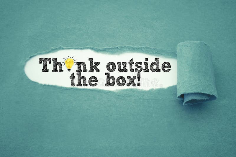Paper Work with Think Outside the Box Stock Image - Image of creativ ...