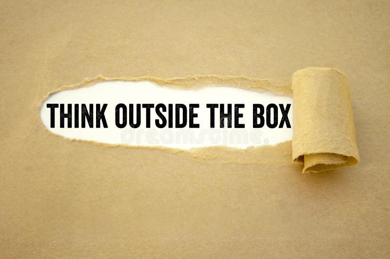 Paper Work with Think Outside the Box Stock Image - Image of bulb ...