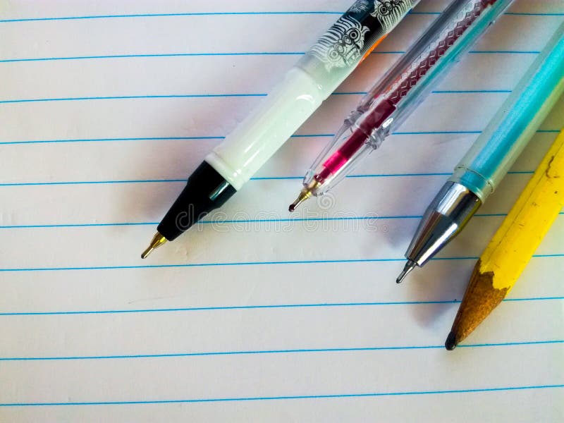 Paper Works with Pens and Pencils Stock Image - Image of objects, pens ...