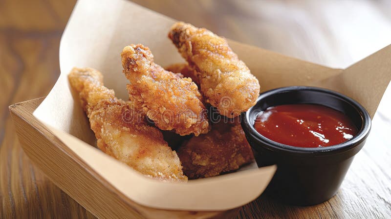 Paper-wrapped Crispy Chicken Wings with Dipping Sauce. Stock Image ...