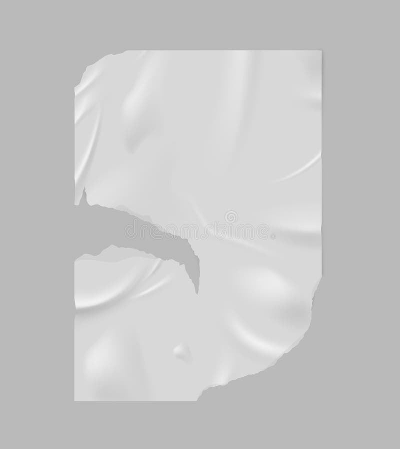 Paper Wrinkled Torn Poster Flyer, Vector Realistic Glued Wrinkles White ...