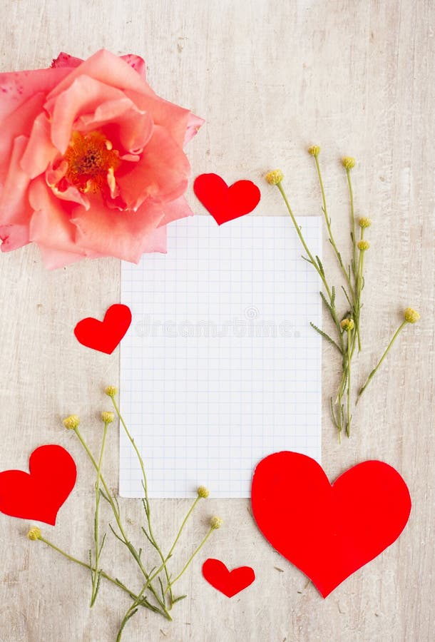 Paper for Writing, Rose and Hearts Stock Image - Image of message, plan ...