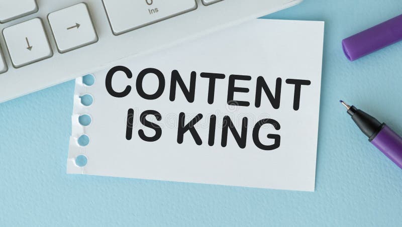 Paper Written CONTENT is KING on Blue Desk with Keyboard. Stock Photo ...