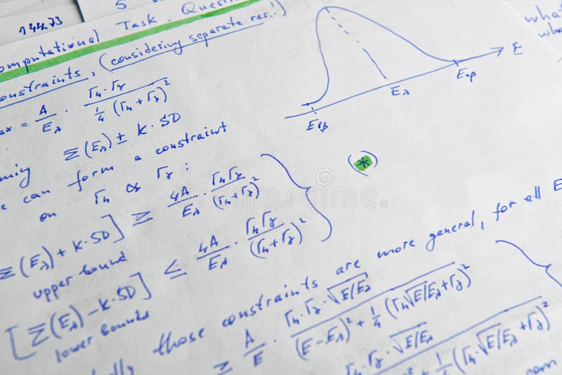 Paper with Written Mathematical Calculations As Background, Closeup ...