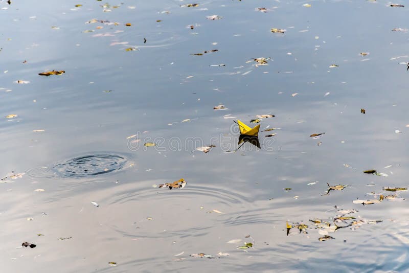 Paper Yellow Boat Floating on Water Stock Photo - Image of floating ...