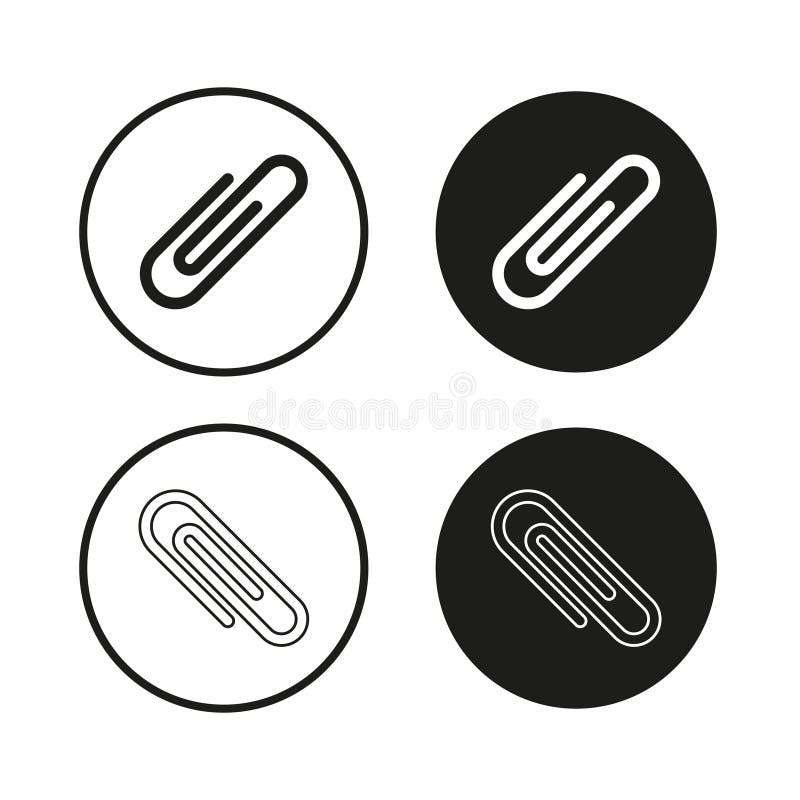Paperclip Icon Set. Circular Design. Black and White. Vector Illustration Stock Vector ...