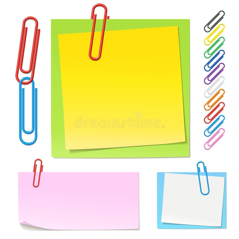 Paperclips and color notes stock vector. Illustration of paperclip ...