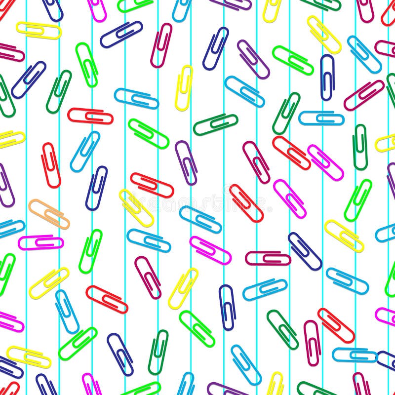 Paperclips Pattern. Color Clips Stock Vector - Illustration of shape ...