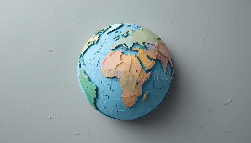 Papercraft Earth Puzzle. Global Unity, Connection, Teamwork Stock ...