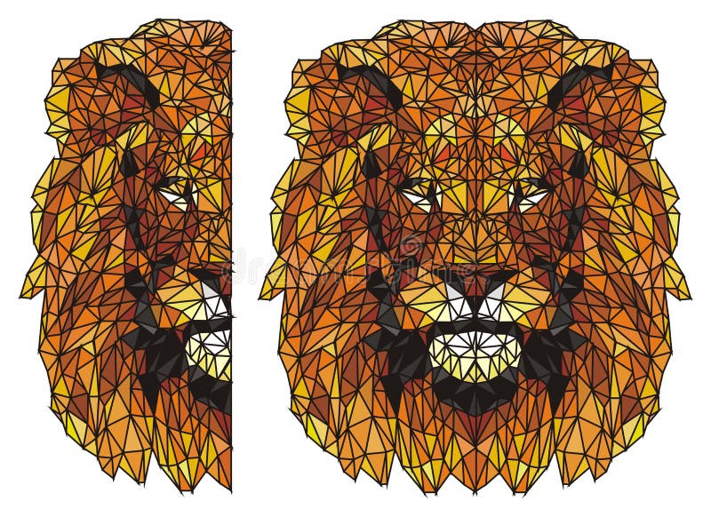 Two faces of 3d lions stock illustration. Illustration of beasts ...