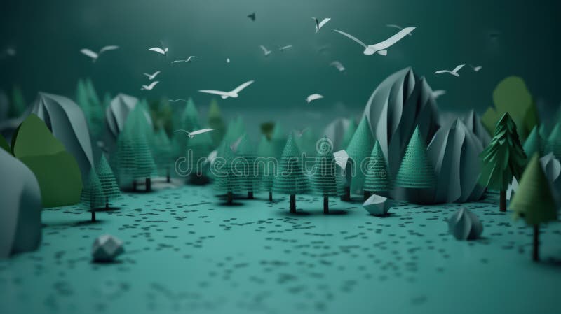 Papercraft Forest. Created by Generative Artificial Intelligence Stock ...