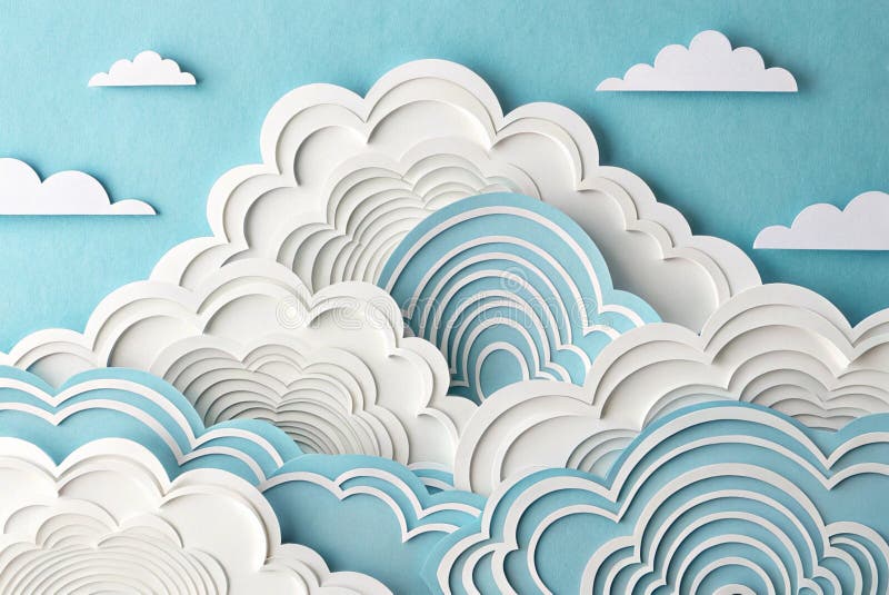 Papercut Abstract Geometric Cloud Shape Design - Generated by Ai Stock ...