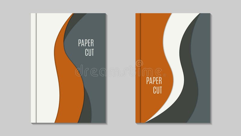 Set Minimal Curve Shape Papercut Cover Design Stock Vector ...