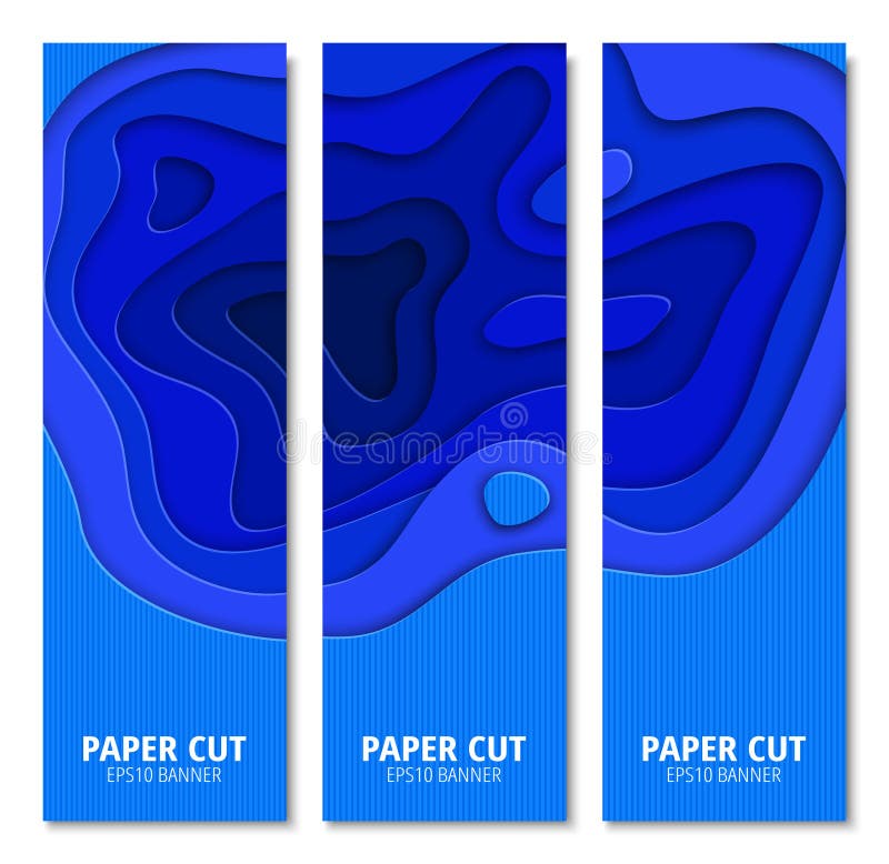 Set of Abstract 3D Backgrounds. Paper Cut Shapes. Vector Illustration ...