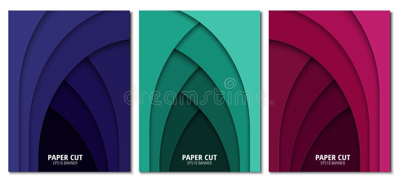 Set of Abstract 3D Backgrounds. Paper Cut Shapes. Vector Illustration ...