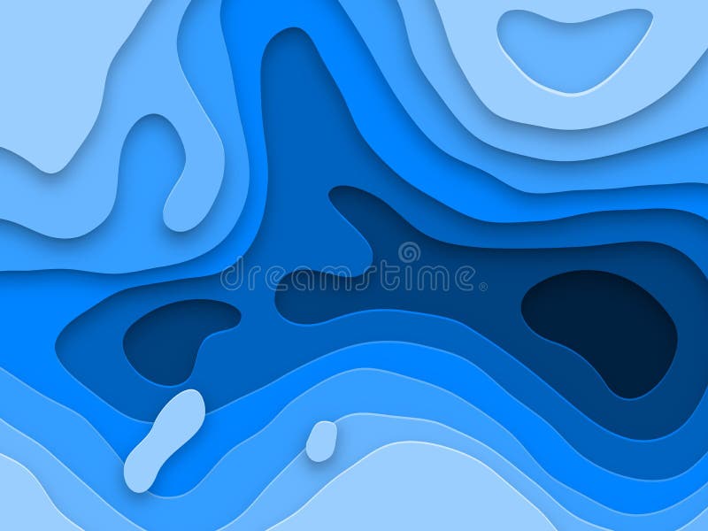 Papercut Multi Layers Texture Blue Background of 3D Paper Cut Vector ...