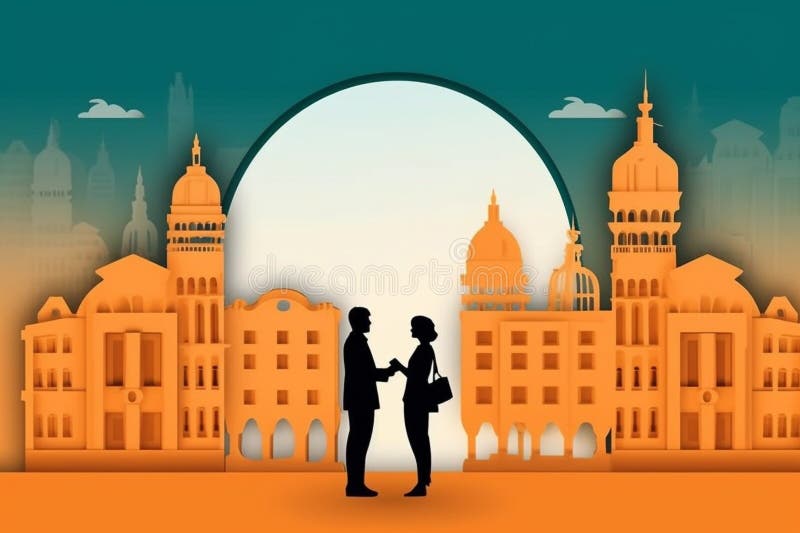 Papercut Style of People, Building, Background, Vector Graphic, AI ...