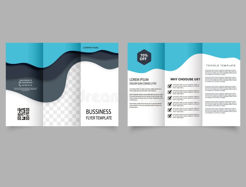 Papercut Trifold Brochure. Blue Simple Brochure for Design. Flyer ...