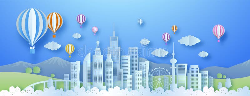Big Papercut City Panorama Illustration Stock Vector - Illustration of ...