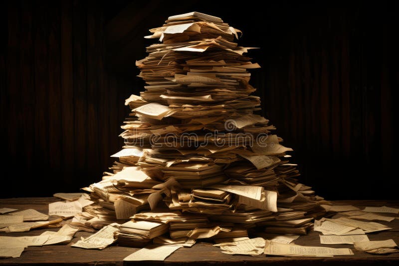 Papered Letters Old Stack. Generate Ai Stock Image - Image of ...