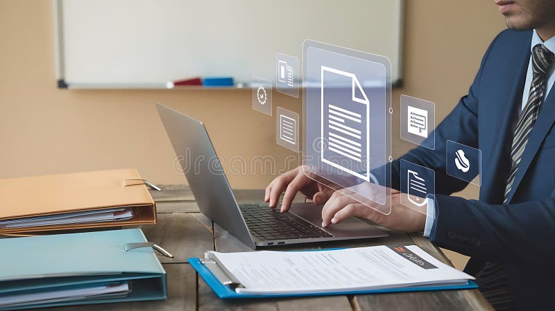 Paperless Office Transition To Online Document Management Stock ...