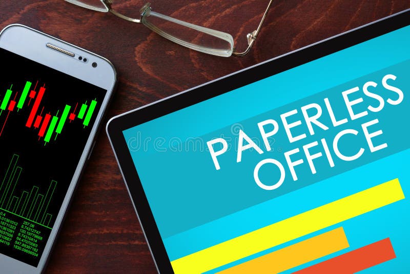 Paperless Office Written on a Tablet. Stock Image - Image of digital ...