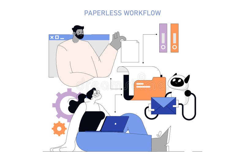 Business Process Automation. Flat Vector Stock Vector - Illustration of ...