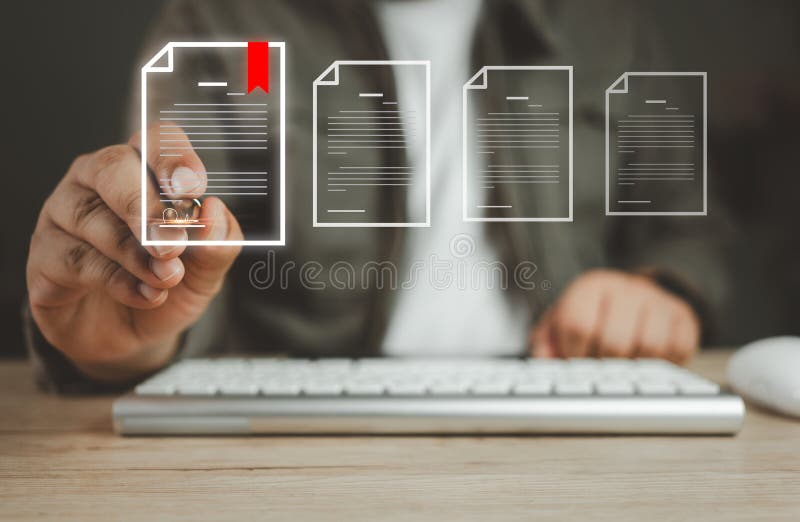 Paperless Workplace Idea, E-signing, Electronic Signature, Document ...